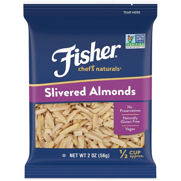 FISHER Chef's Naturals Slivered Almonds, 2 oz (Pack of 12), Naturally ...