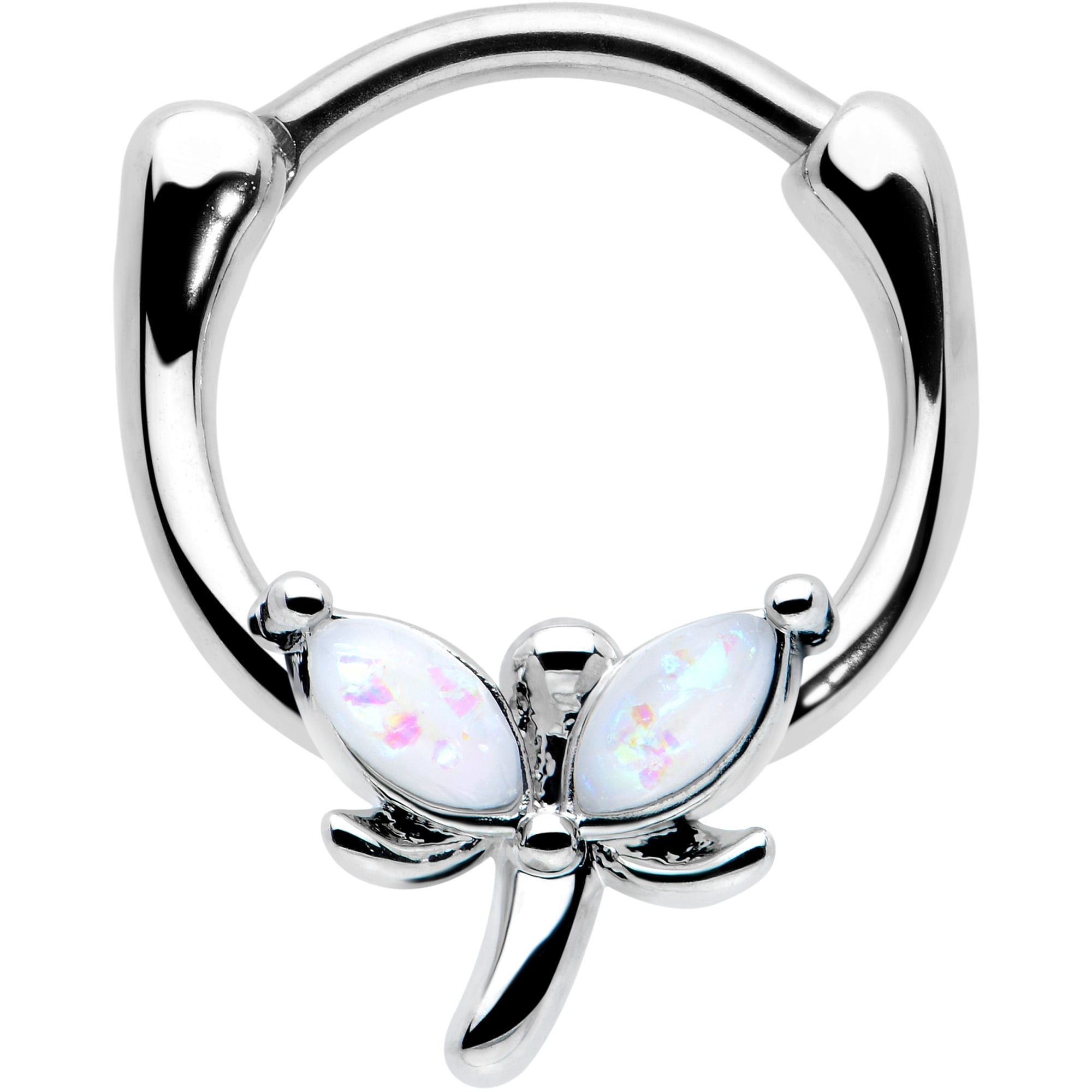 Body Candy 16G 316L Steel Septum Jewelry Simple Style Dragonfly White ...