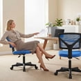 Blue Armless Office Chair With Mesh Back, Height Adjustable Swivel ...