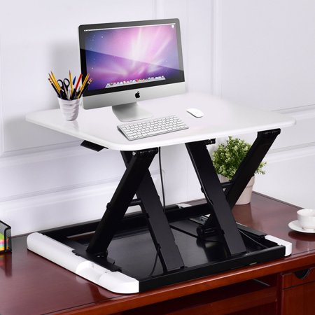 Gymax Adjustable Height Sit/Stand Desk Computer Lift Riser Laptop Work ...