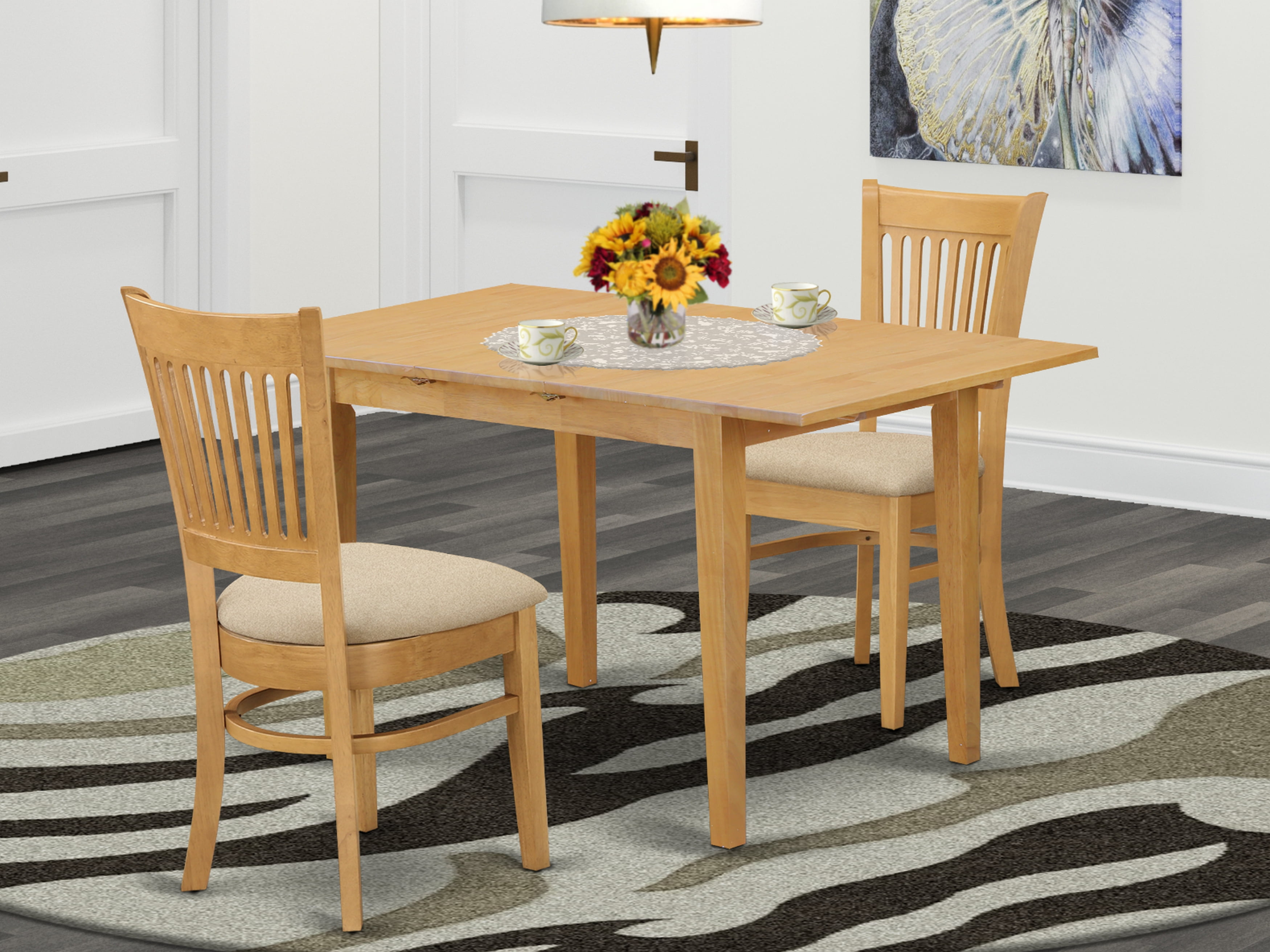 NOVA3-OAK-C 3 Pc Dining room set - small Dining Table and 2 dinette ...