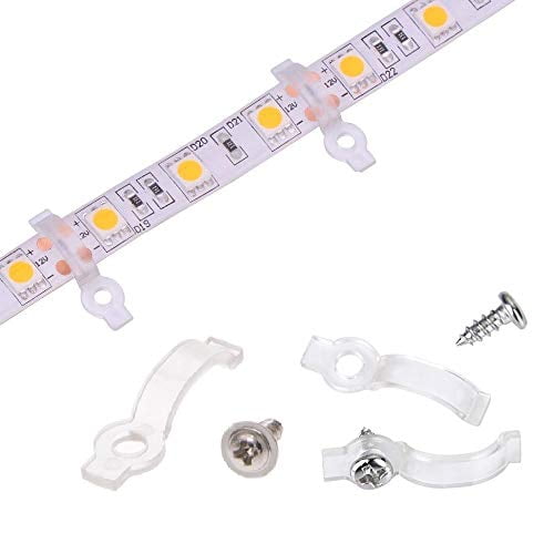 100 Pack LED Strip Light Mounting Brackets,Fixing Clips with 100 Screws ...