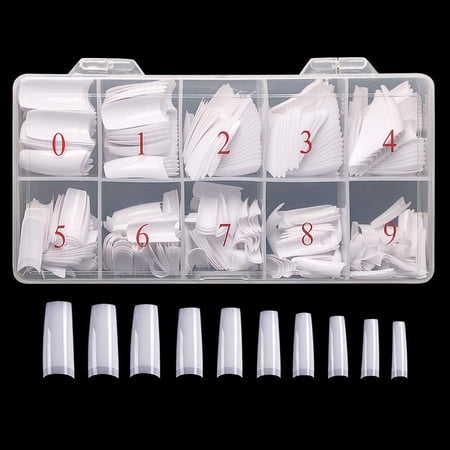500PCS Lady French Acrylic Style Artificial False Fake Nails Half Tips ...