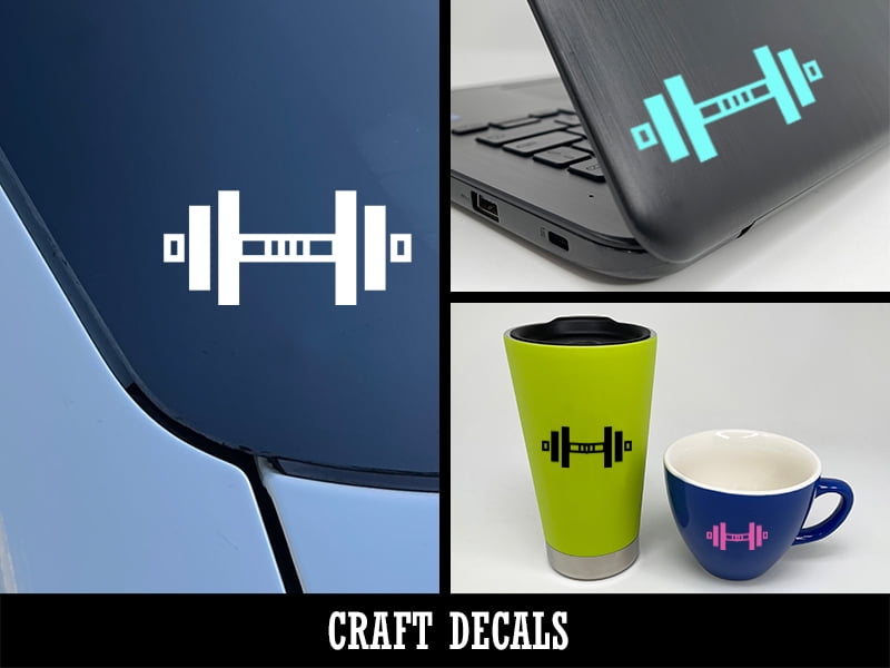 Weight Dumbbell Workout Icon Craft Vinyl Indoor Outdoor Decal Sticker ...