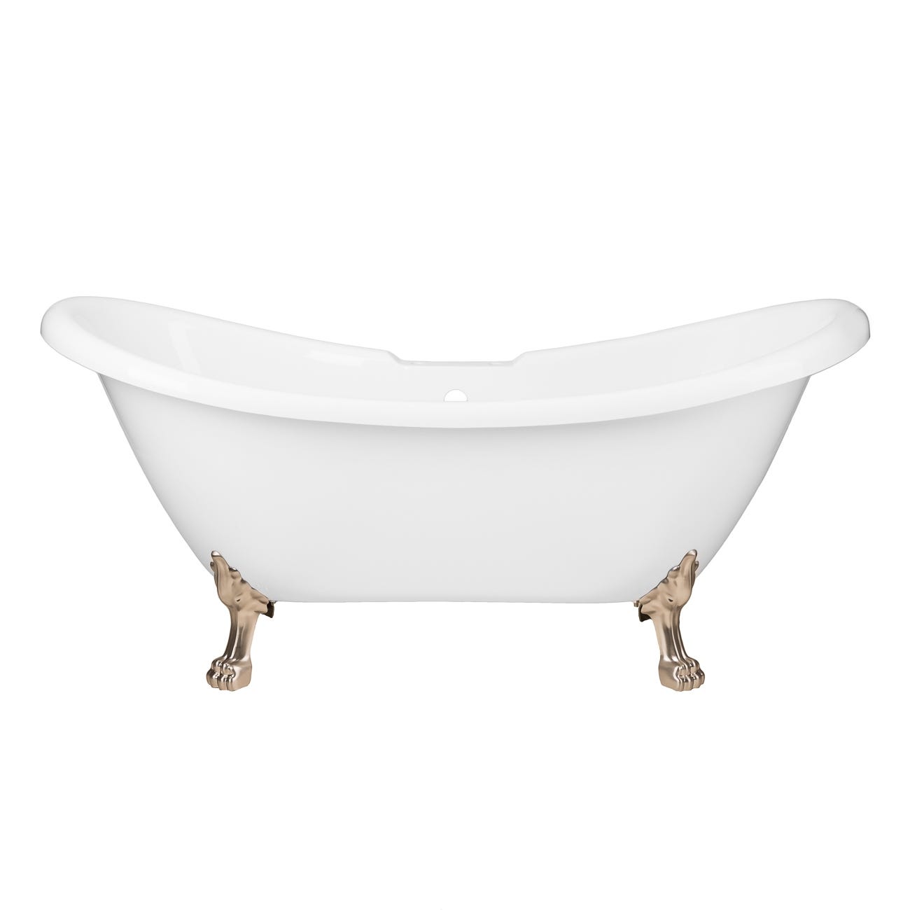 Florence 70 Inch Acrylic Double Slipper Clawfoot Tub - Rim Faucet ...