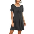 JWD Womens Sleepwear Short Sleeve Nightgown Soft Sleepshirt Pleated ...