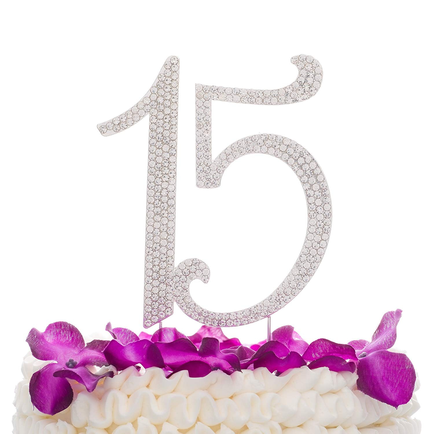 Cake Topper For 15th Birthday Party Or Anniversary Crystal Rhinestones ...