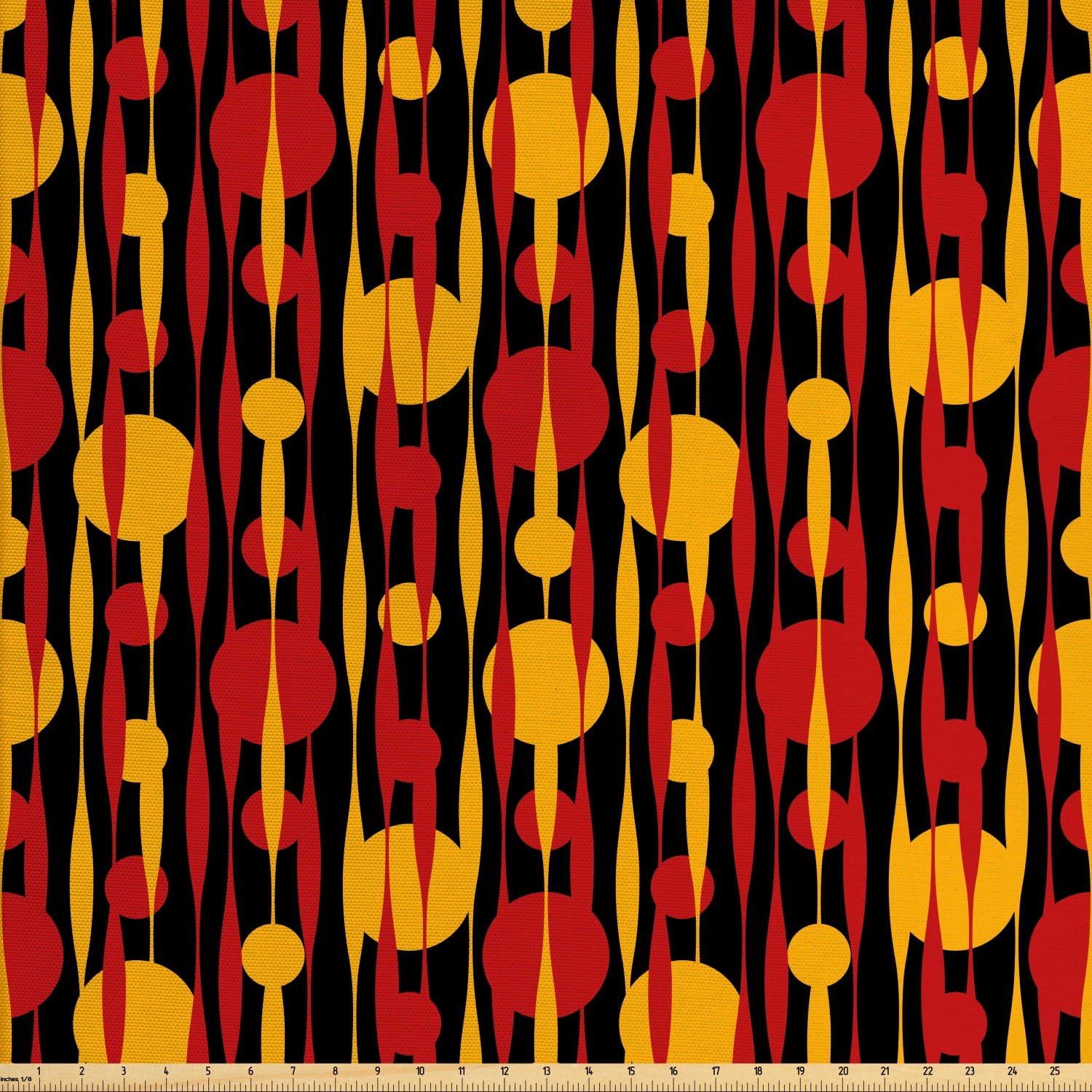 Abstract Fabric by the Yard, Circles Funky 70's Style Motifs in Warm ...