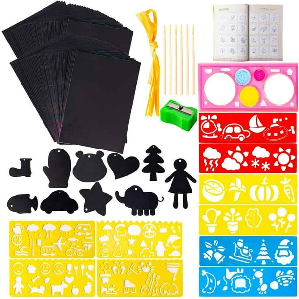 Scratch Art Set, Rainbow Magic Art Scraping Paintings for Kids, Black ...