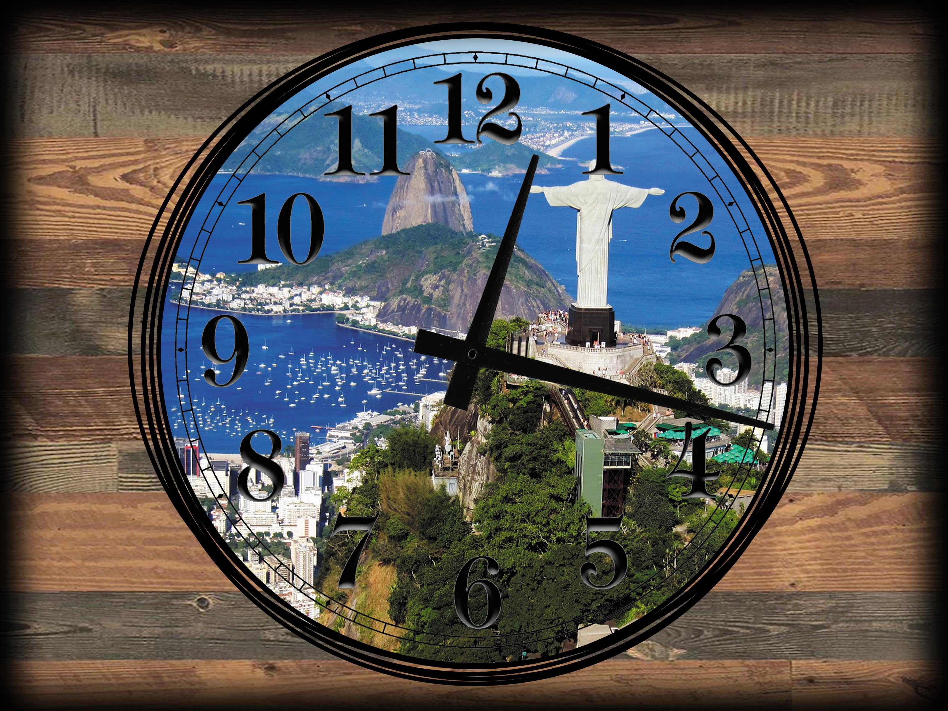 Large Wall Clock on Canvas Art Rio de Janeiro Statue of Christ the ...