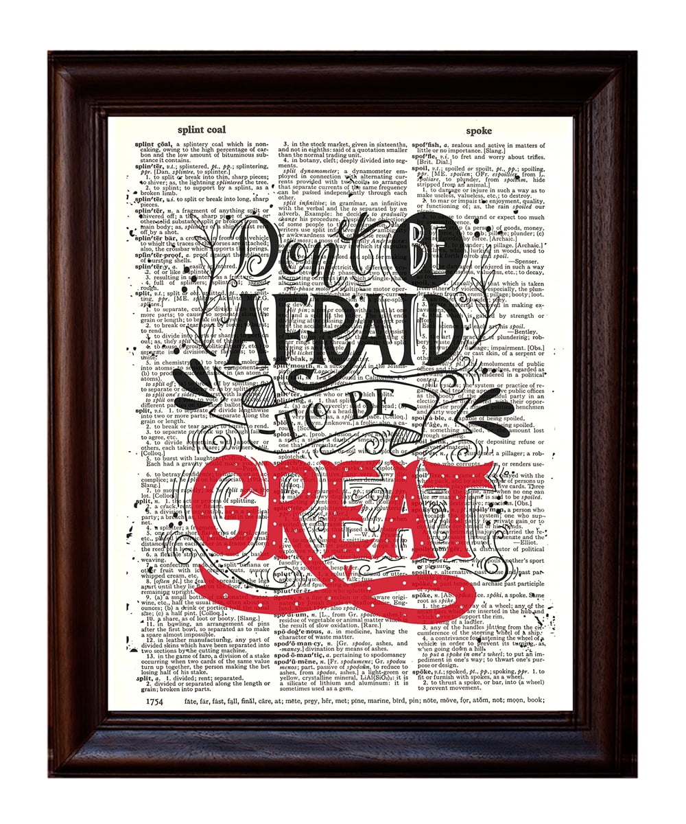 Typography - Be Great - Dictionary Art Print Printed On Authentic ...