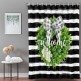 Bathroom Shower Curtain Farmhouse Green Wreath Flower Waterproof Shower ...