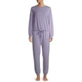 Lissome Women's and Women's Plus L/S French Terry 2-Piece PJ Set ...