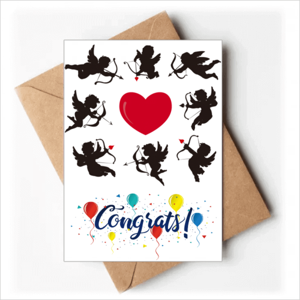Cupid Angel Red Heart Conation Pattern Wedding Cards Congratulations ...