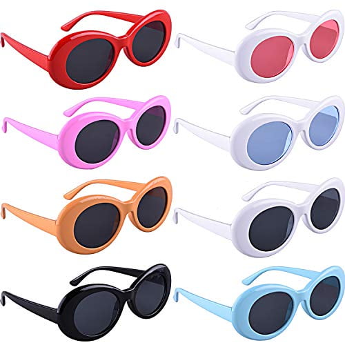 SIQUK 8 Pairs Clout Oval Goggles Retro Kurt Mod Sunglasses (Bonus: 1 Pc ...