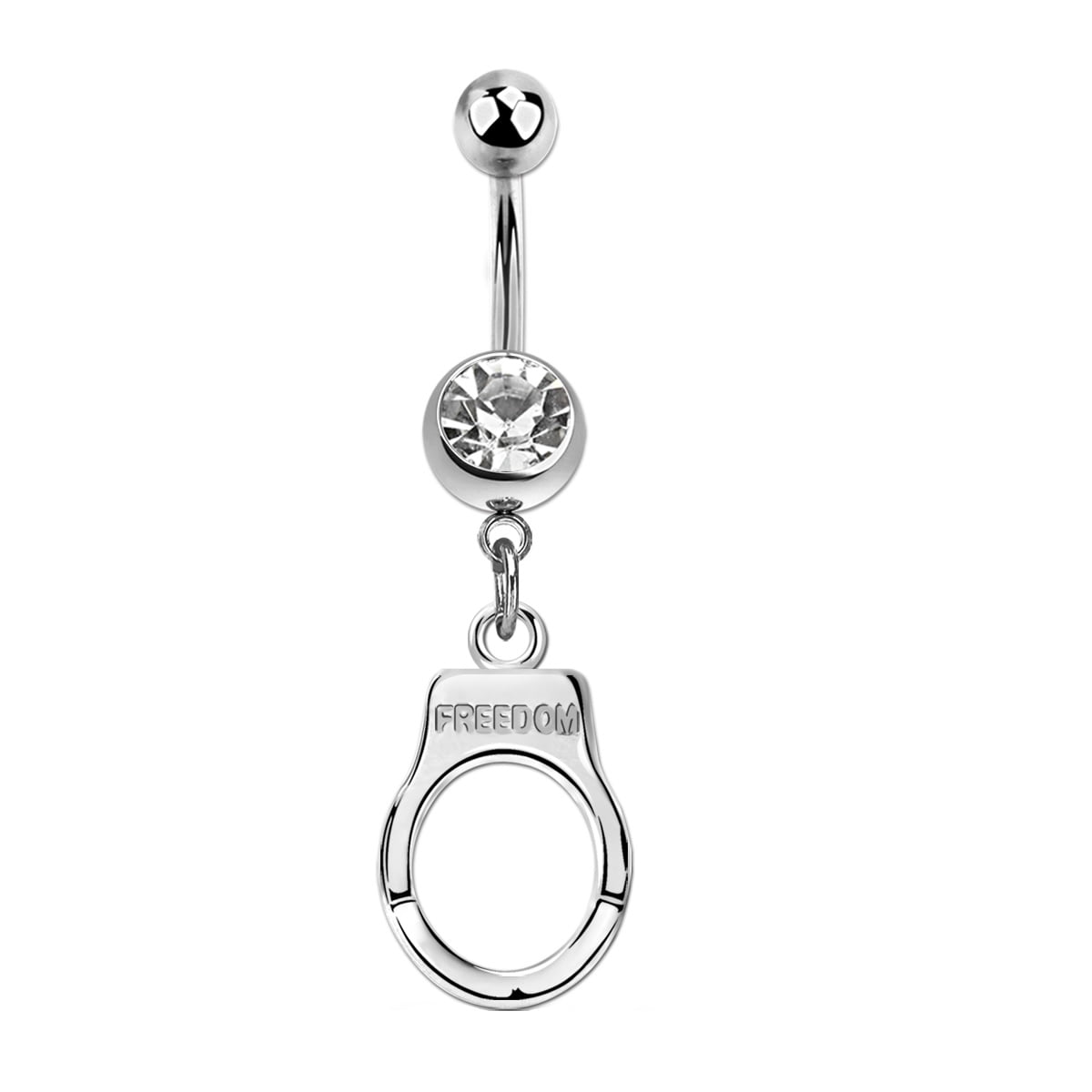 iJewelry2 Clear Crystal Detail Silver-tone Surgical Steel Belly Button ...