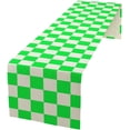 Checkered Table Runner Bright Green Retro Checkerboard Vintage ...