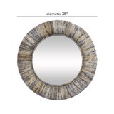 DecMode Coastal Round Dried Rope Design Wood Wall Mirror, 35"W x 35"H ...