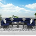 RADIATA 8 Piece Aluminum Outdoor Patio Furniture Conversation Sofa Set ...