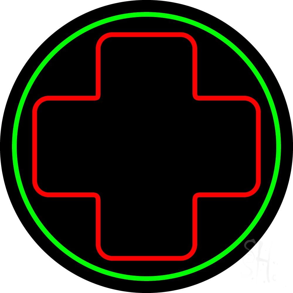 Hospital Plus Logo 2 LED Neon Sign 26" Tall x 26" Wide - inches Black ...