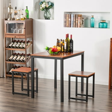 Snailhome 3 Piece Dining Table Dining Set Rectangular Breakfast Wood ...