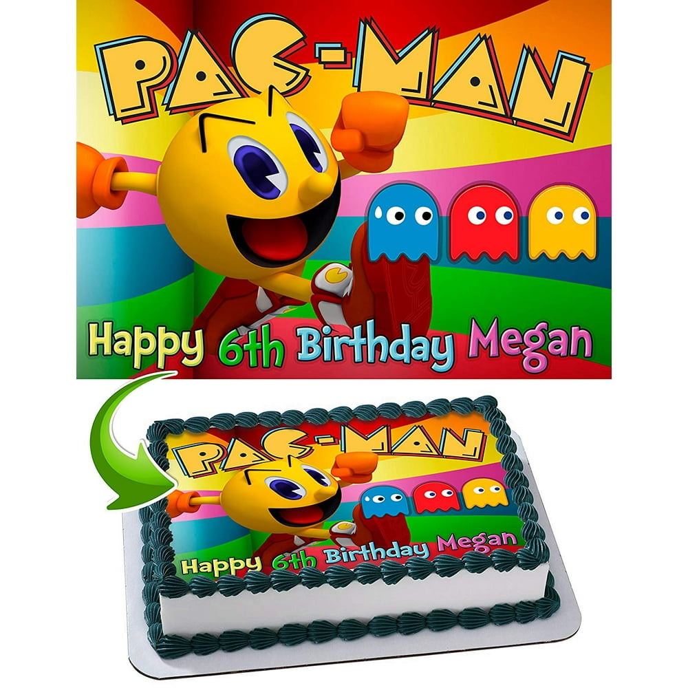 Pacman - Edible Cake Topper - 11.7 x 17.5 Inches 1/2 Sheet rectangular ...