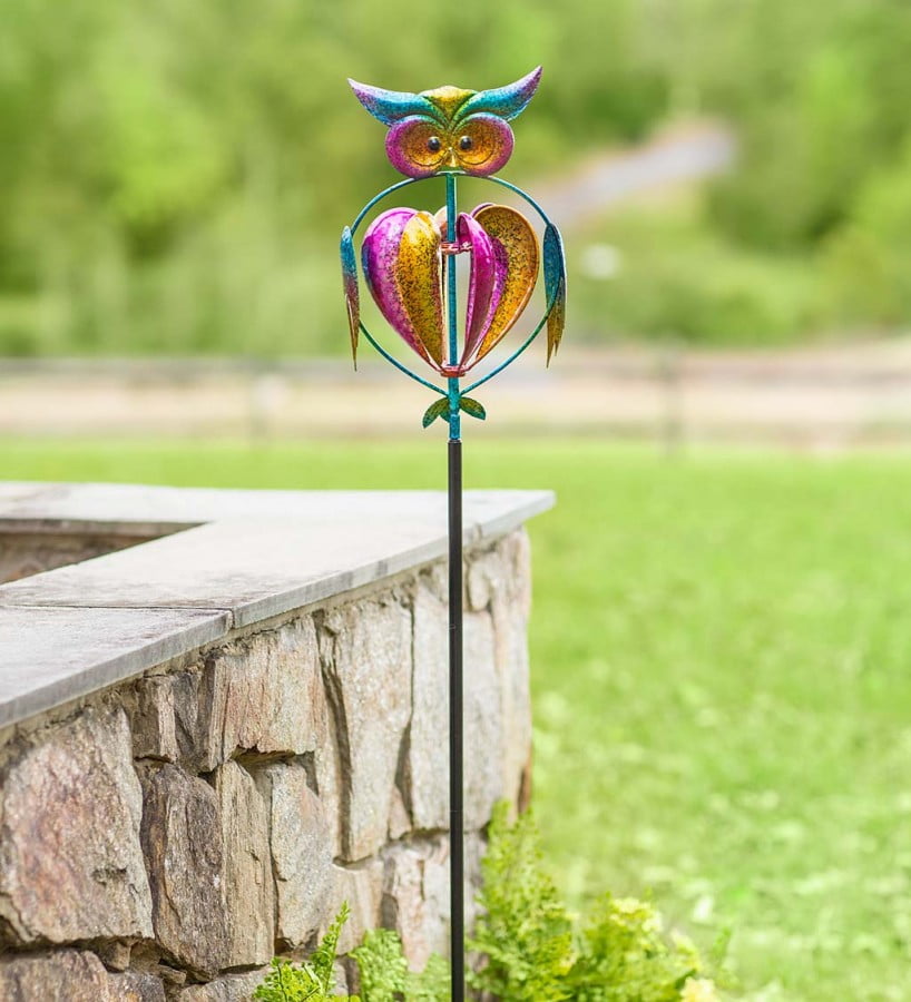 Plow & Hearth Midi Metal Owl Wind Spinner - Walmart.com