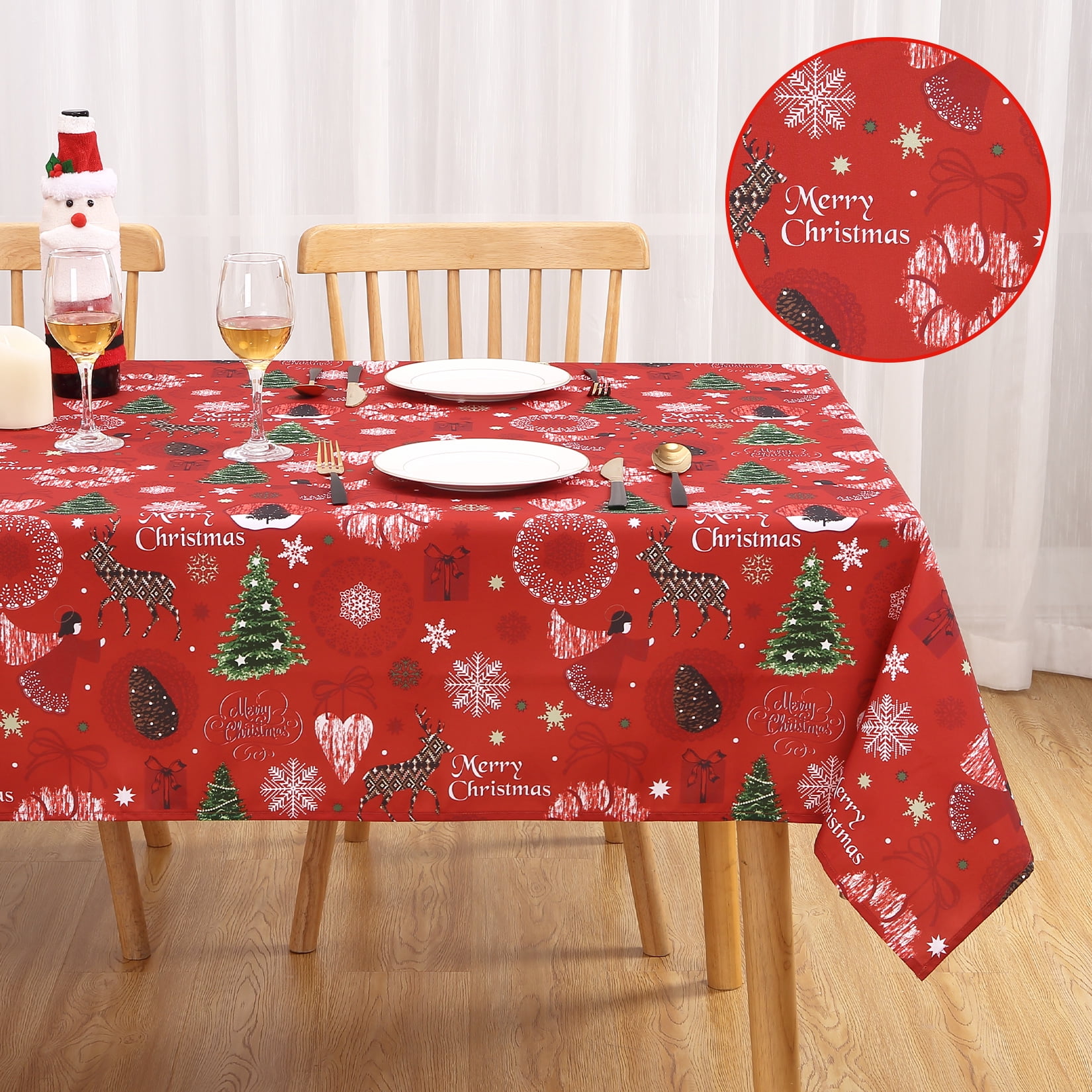 Litake Christmas Rectangle Tablecloth 60x120 Inches with Christmas Deer ...