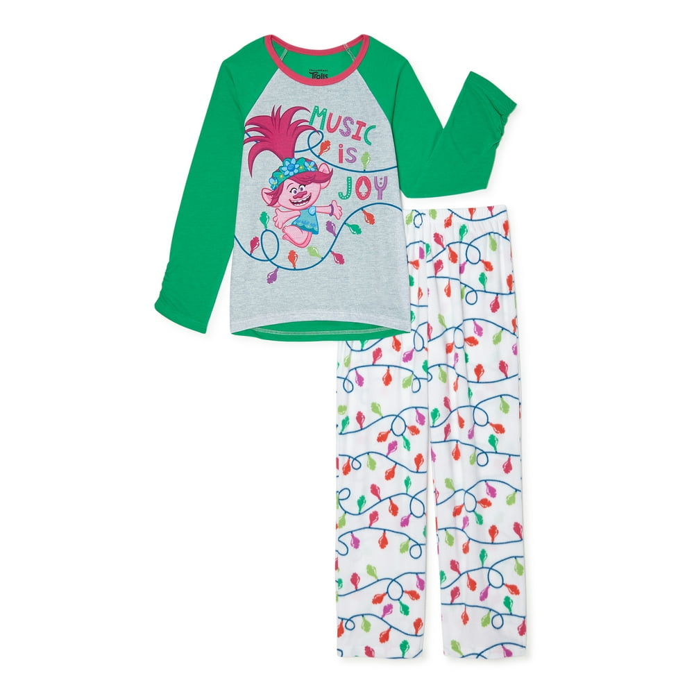 Trolls - Trolls Girls Long Sleeve Top & Long Pants Pajama Set, 2-Piece ...