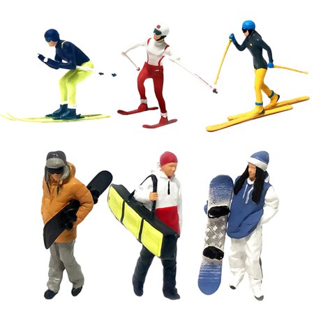 6 /87 Hand Painted Mini Skiing Characters Tiny Scenery Diorama Model ...