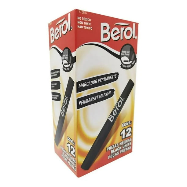 Marcador Permanente Berol Negro Punta Cincel 12 Pzs Unisex | Bodega ...