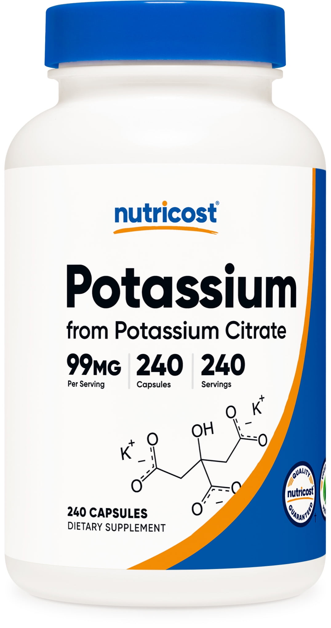 Nutricost Potassium Citrate 99mg, 240 Capsules - Gluten Free, Non-GMO ...