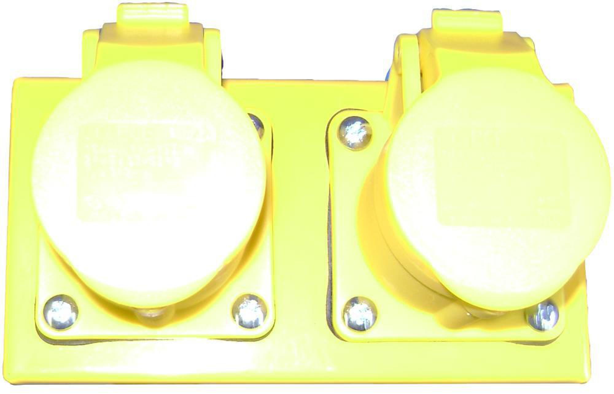 PCE - 16A, 110V, 2x Panel Mount CEE Sockets, 2P+E, Yellow, IP44 ...