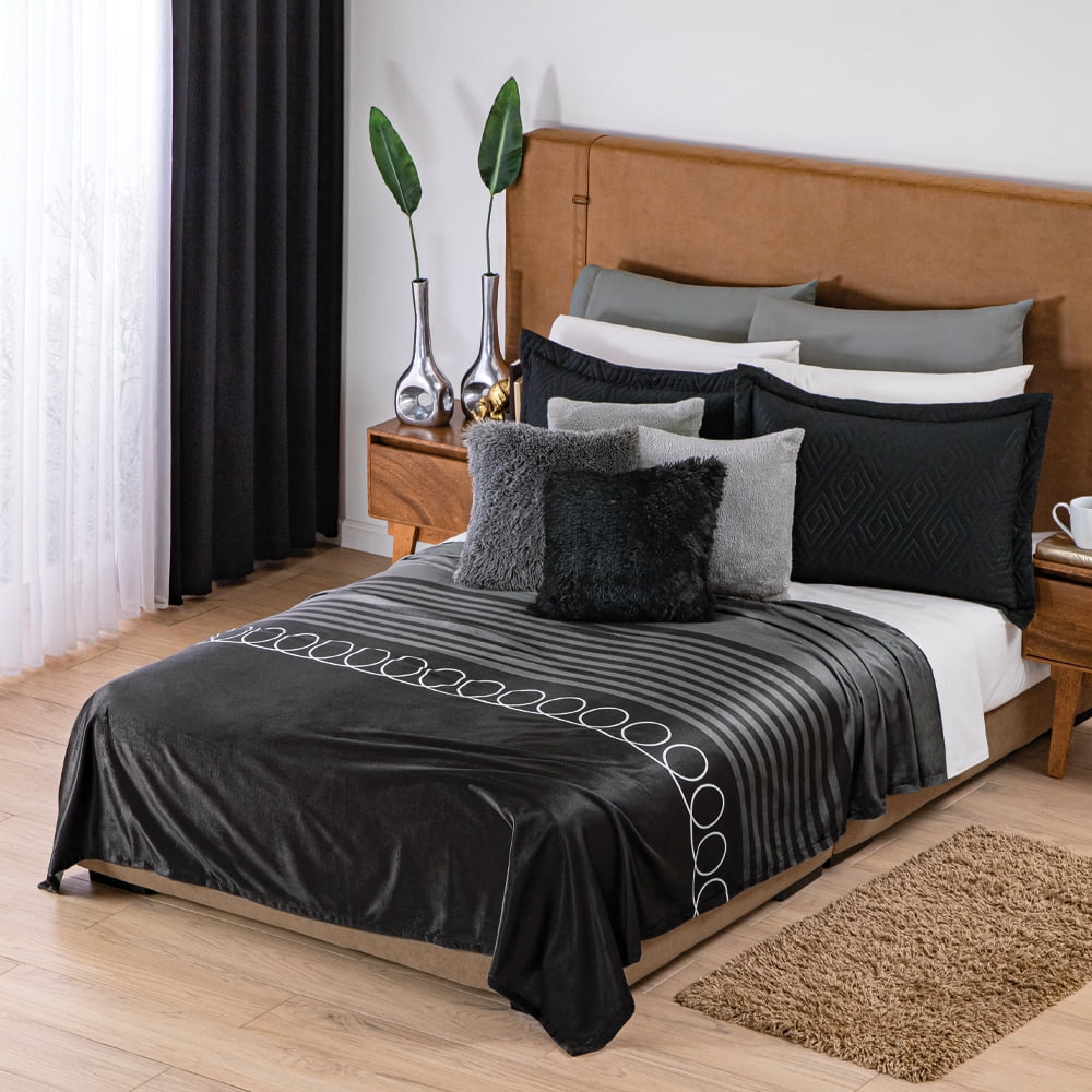 Cobertor Ligero Ultrasuave Ónix Negro Mat/Ind Concord Colchas Concord ...