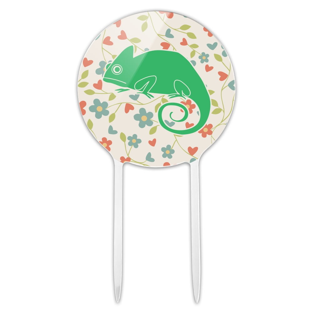 Acrylic Chameleon Floral Wallpaper Cake Topper Party Decoration for ...