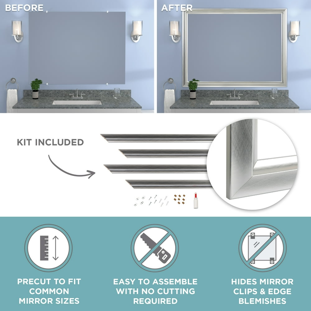 Zenna Home Decorative Mirror Framing Kit, with Beveled Edges, 48 x 36 ...