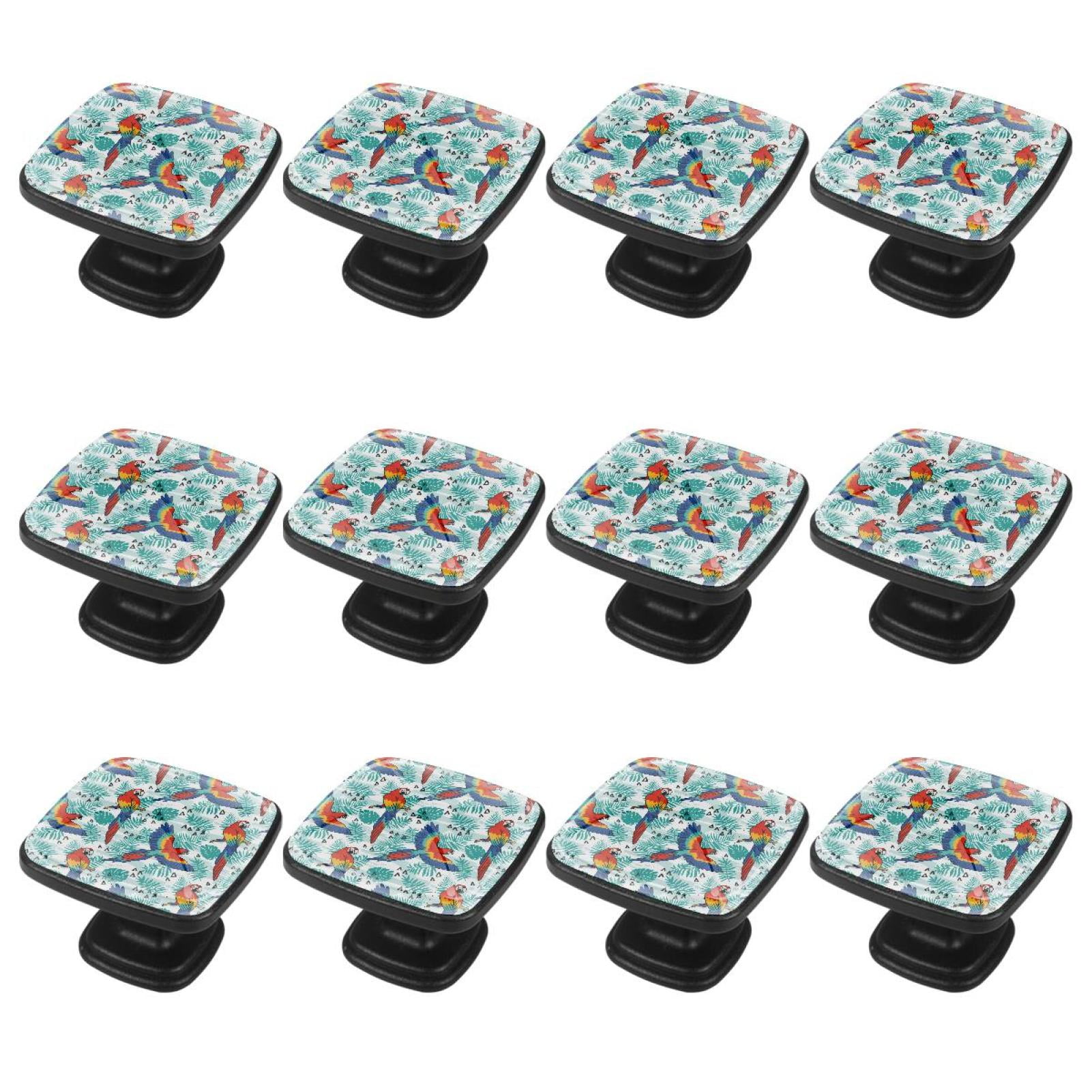 12 Pcs Cabinet Handle Drawer Pulls Parrot Knobs with Screws Square ...