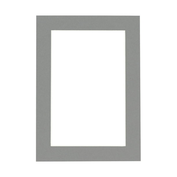 Mid Grey Acid Free 8x10 Picture Frame Mats with White Core Bevel Cut ...