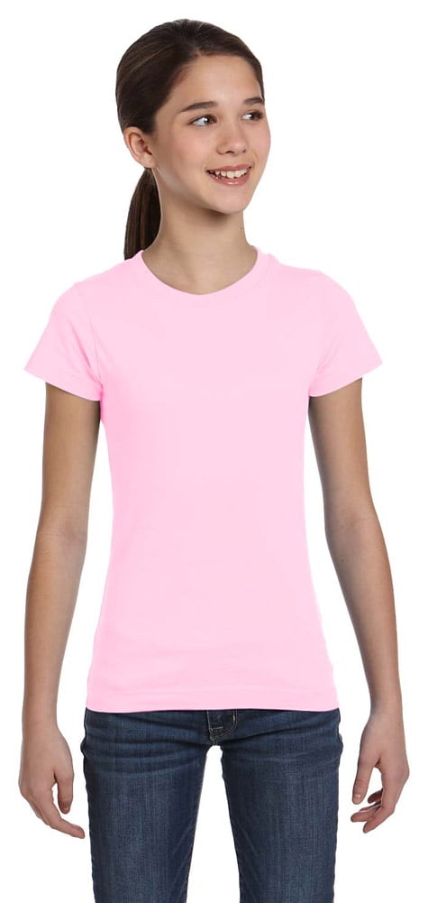 LAT Apparel - LAT 2616 Girls Fine Jersey T-Shirt - Pink - X-Small ...