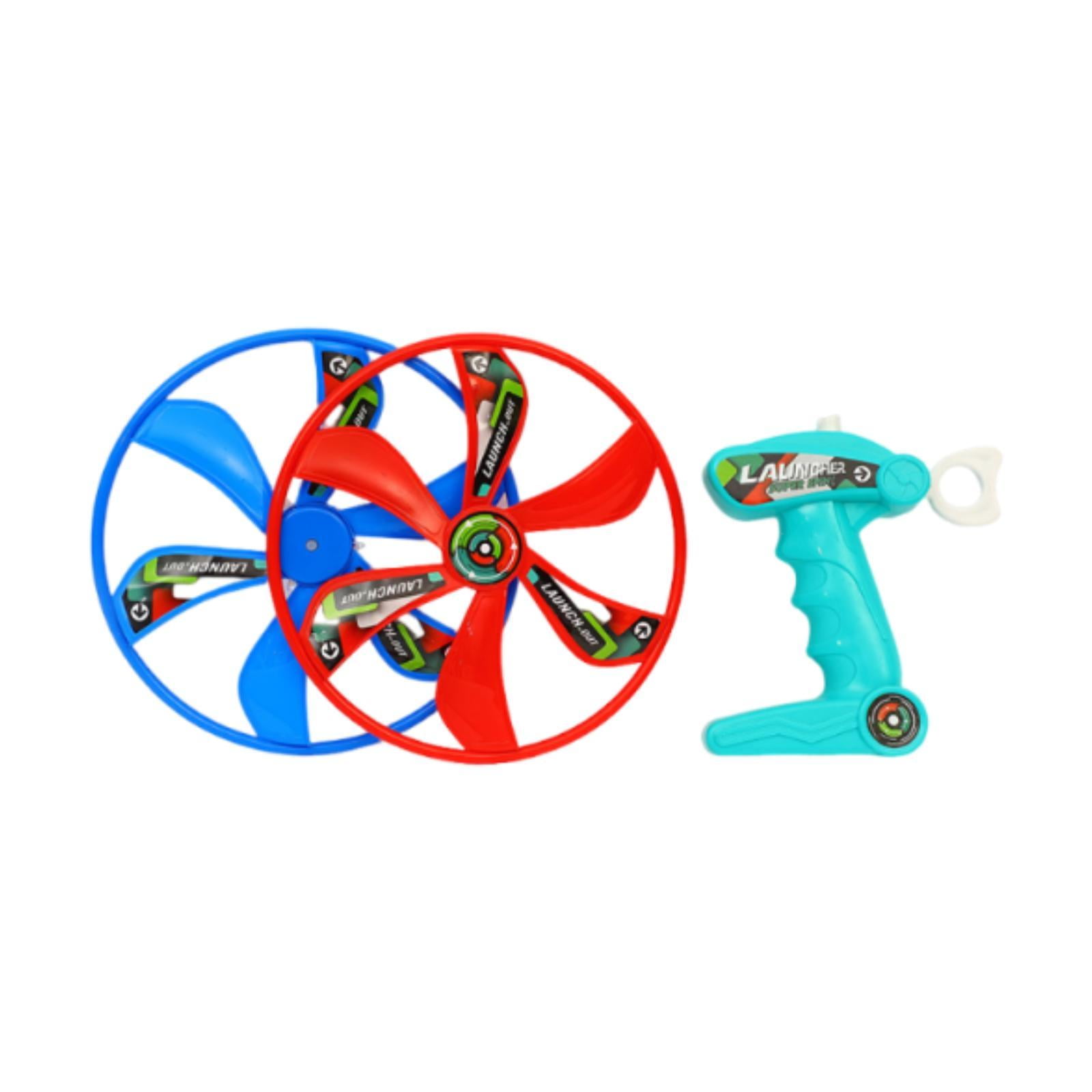 Pull Cord Flying Disc Toy Funny con 1 lanzador y 2 discos Volando ...