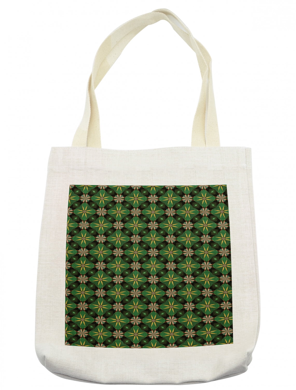 Abstract Tote Bag, Nature Toned Motifs Mosaic Pattern Antique Geometric ...