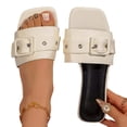 Bkhluea Women Buckle Detail Fabric Slide Sandals Comfortable Footwear ...