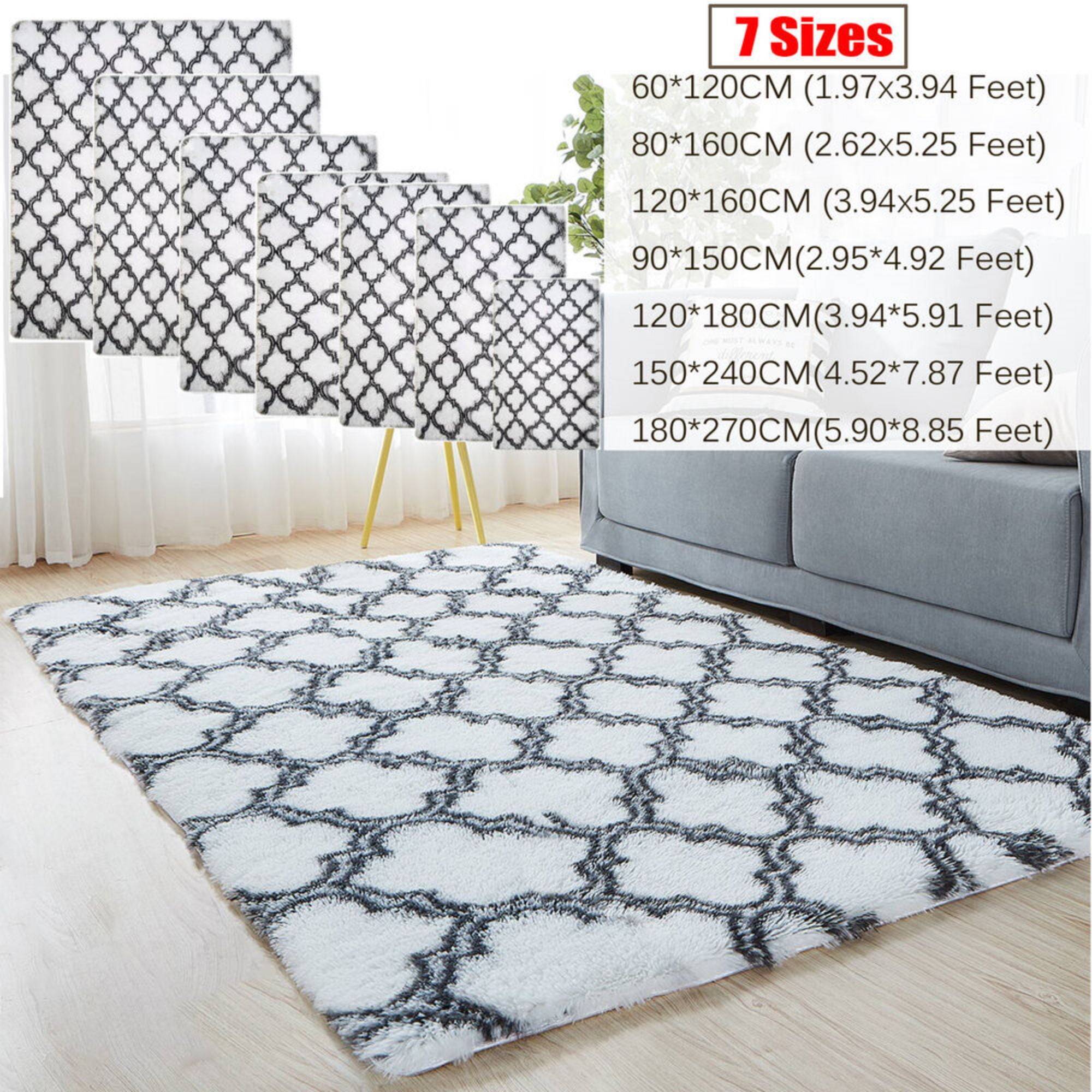 QIYAA Luxury Fluffy Big Area Rug Modern Shag Rugs for Carpet Modern ...