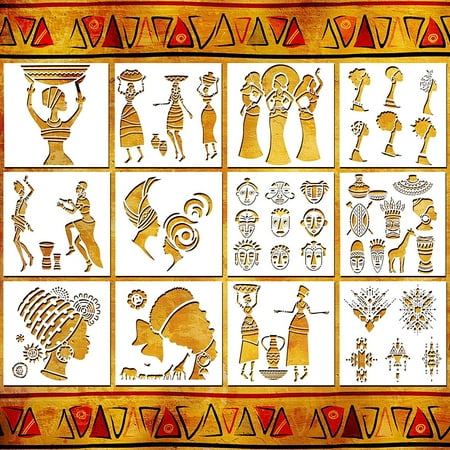 12 Pieces African Tribal Stencils African Templates for Painting on ...