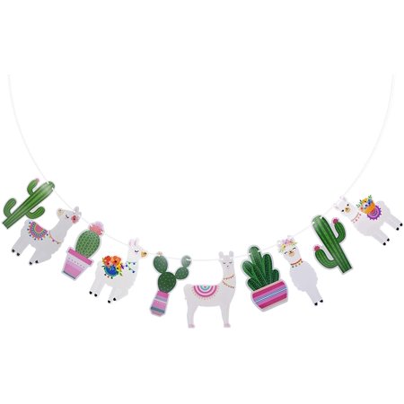 Llamas Cactus Banner for Animals Theme Party Decorations, Alpaca ...