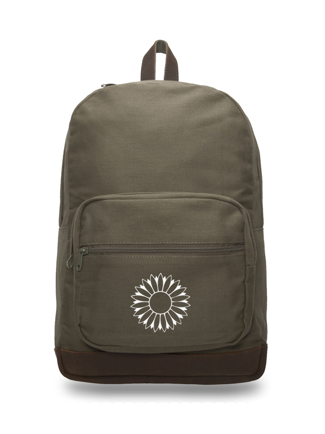 Sunflower Canvas Teardrop Backpack with Leather Bottom Accents, Olive ...