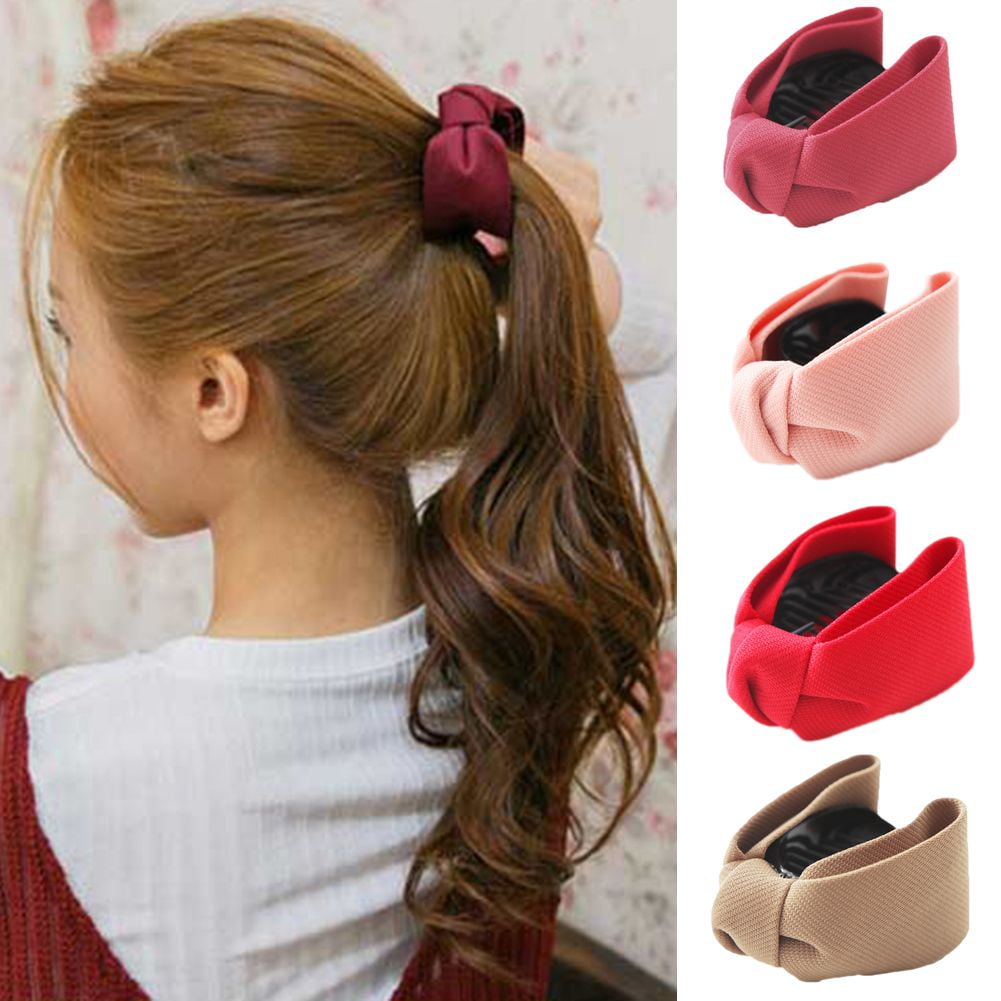 SPRING PARK Women Banana Bowknot Clip Hair Claw Ponytail Holder ...
