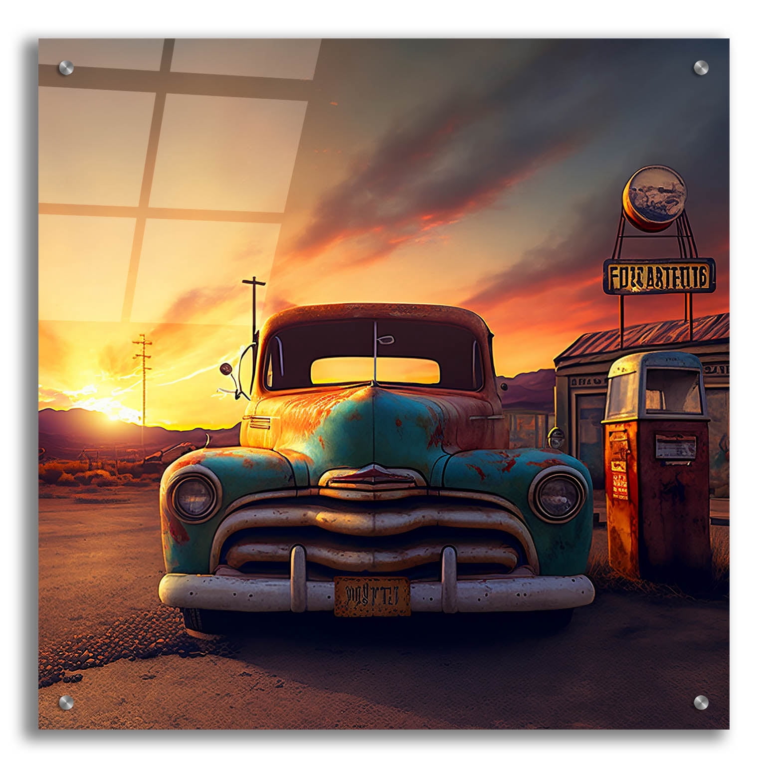 Epic Art 'Route 66 3' by Ray Heere, Acrylic Glass Wall Art, 24"x24 ...
