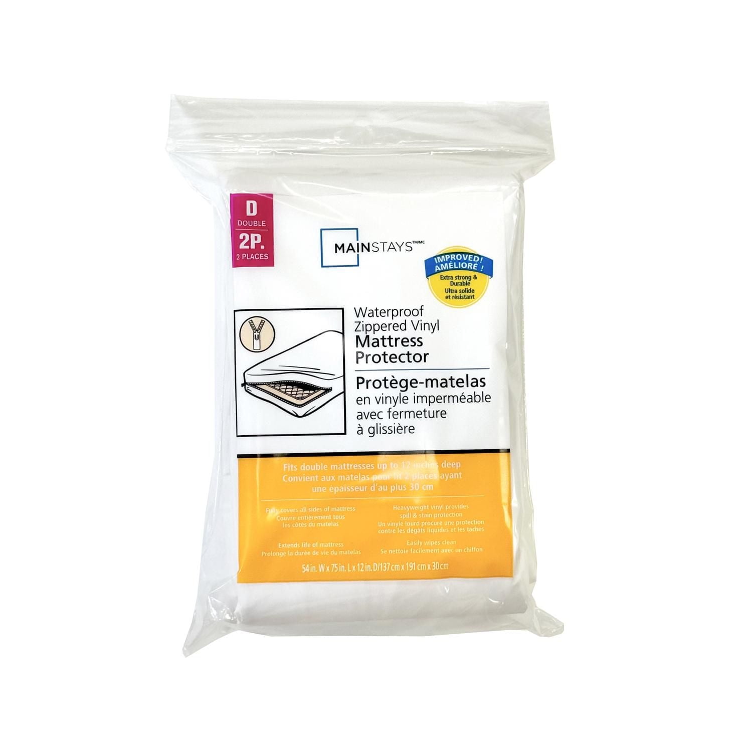 Mainstays Waterproof Zippered Vinyl Mattress Protector-Twin Size,Double ...