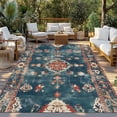 Bohemian Floral Outdoor Rug, Green Red Traditional Ethnic Flower ...